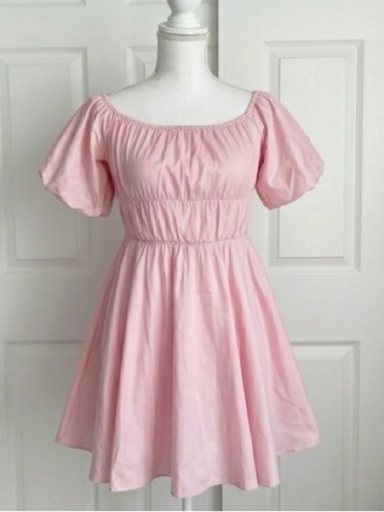 J.ING | Dresses | Jing Pink Puff Sleeve Fitandflare Dress | Poshmark